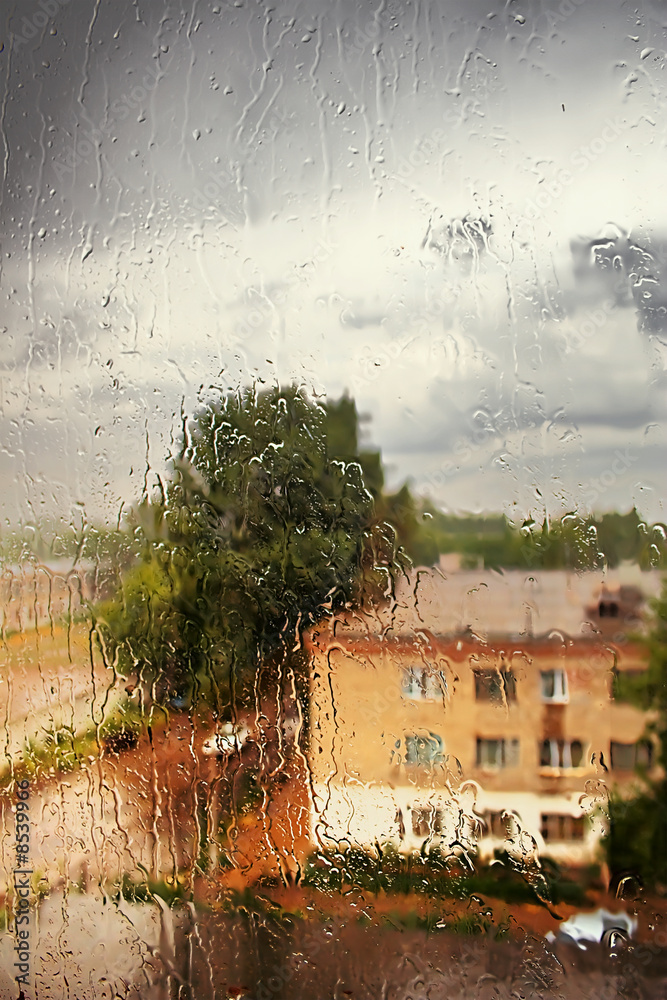Rain outside the window Stock Photo | Adobe Stock