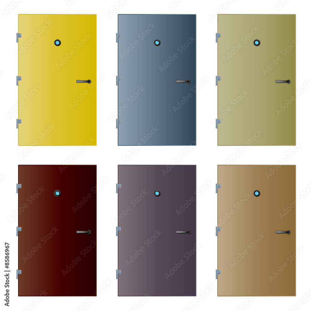 Various isolated detailed vector doors Stock Vector | Adobe Stock