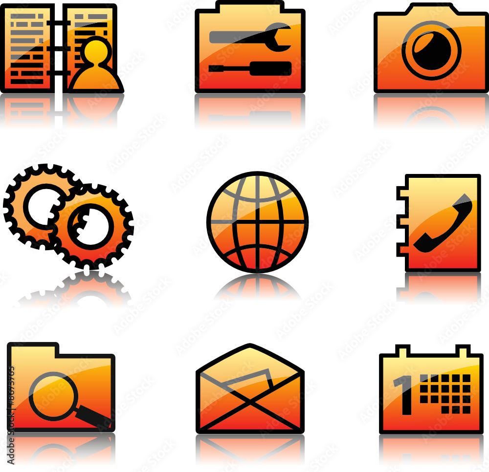 mobile phone icon set with reflections, SVG Vector illustration Stock ...
