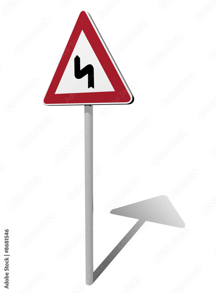 Illustrazione Stock segnale stradale doppia curva | Adobe Stock