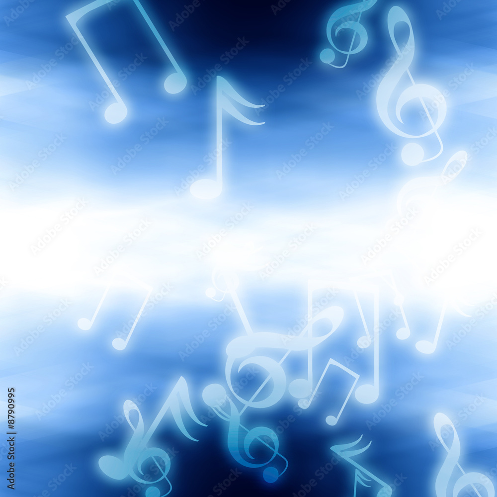 abstract blue background with some music notes Stock Illustration ...