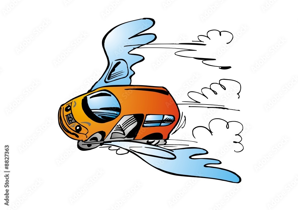 Fliegendes Auto Stock-Illustration | Adobe Stock