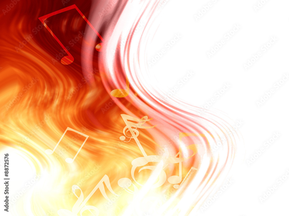 music notes on a fire like background Stock Illustration | Adobe Stock
