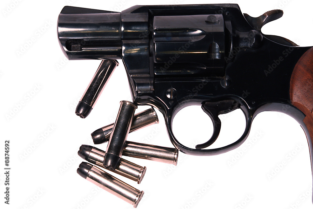 pistol revolver with bullets Stock Photo | Adobe Stock