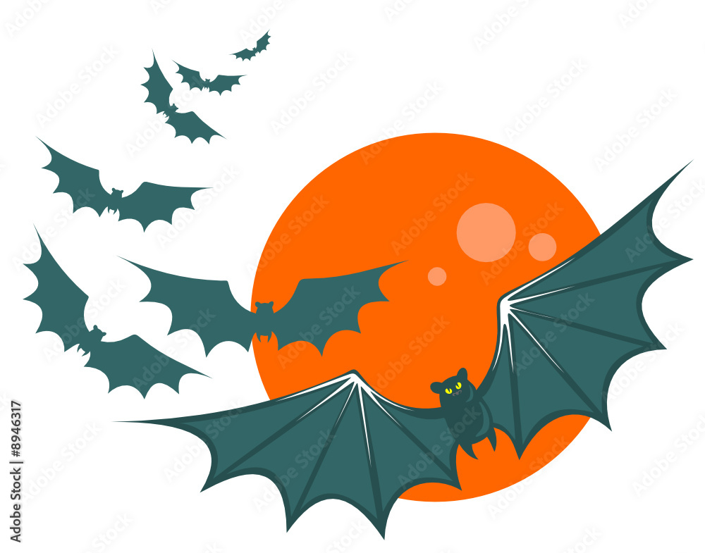 bats and moon Stock Vector | Adobe Stock