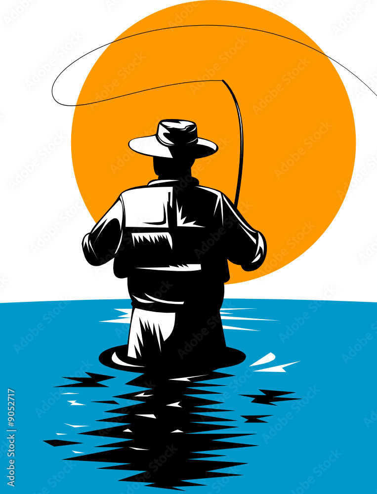Fly fishing Stock Vector | Adobe Stock