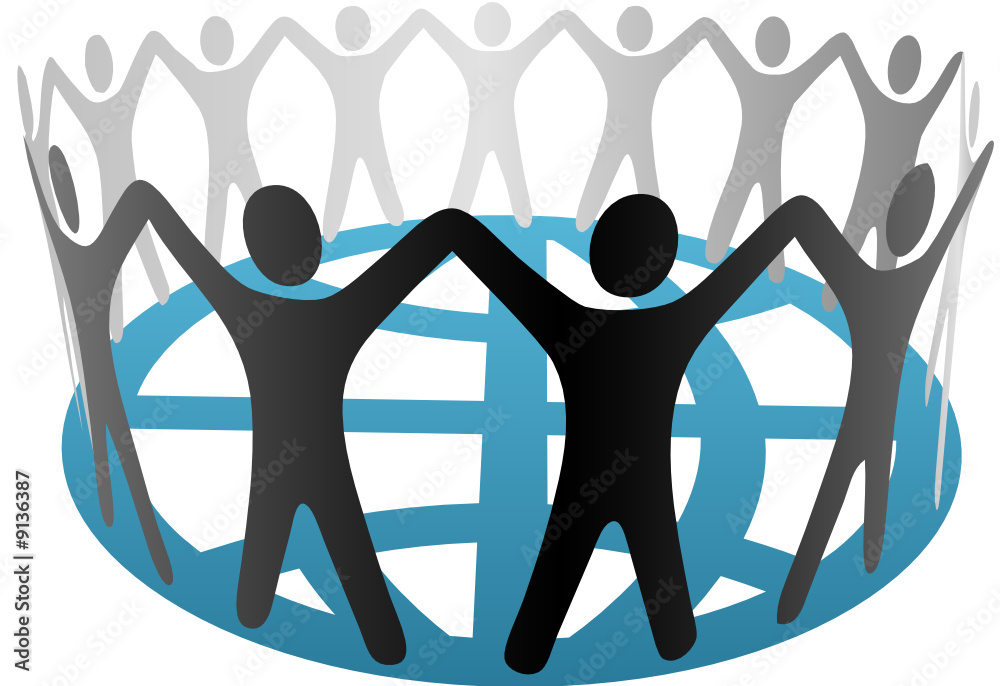 World Symbol People of the Earth Hold Hands on Globe Stock Vector ...