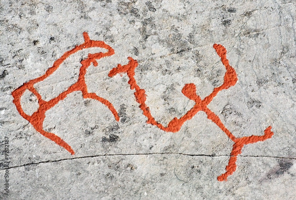ancient rock carvings (petroglyphs) in Alta, Norway Stock Photo | Adobe ...
