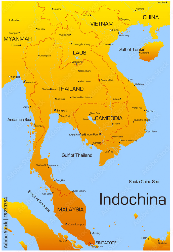 Póster Vector map of Indochina countries – Cuadro para Pared | Posters.es