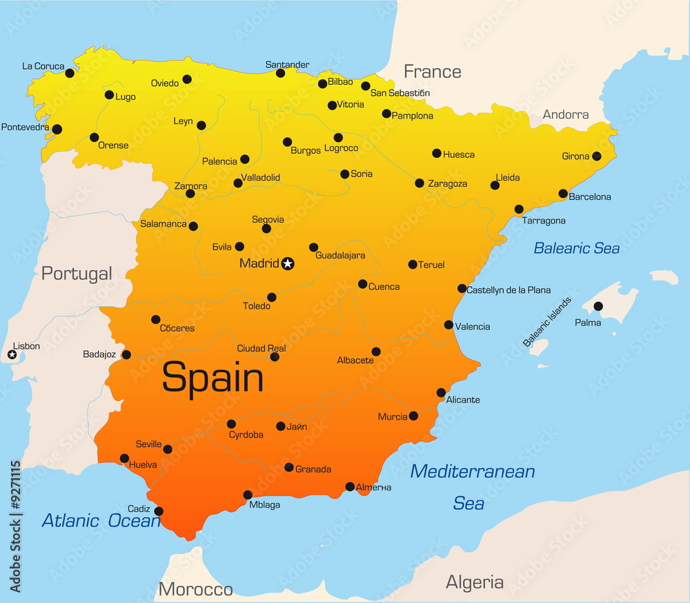 Map Of Spain And Other Countries