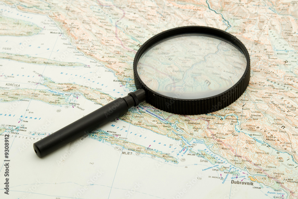 navigation concept - map with navigation tools Stock Photo | Adobe Stock