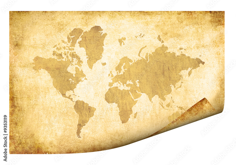Pergamino con mapa del mundo Stock Illustration | Adobe Stock