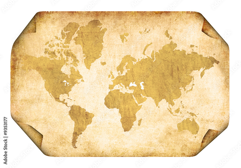 Pergamino con mapa del mundo Stock-Illustration | Adobe Stock