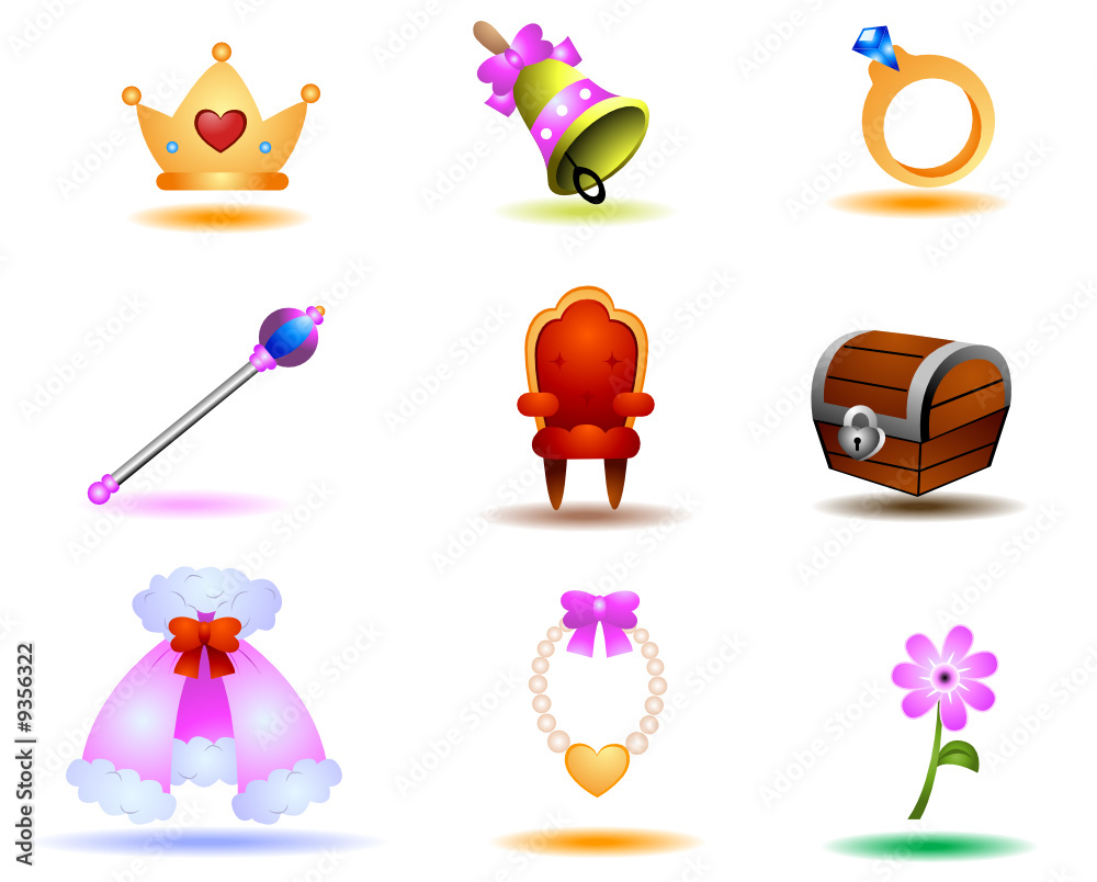 Princess Icons Stock Vector | Adobe Stock