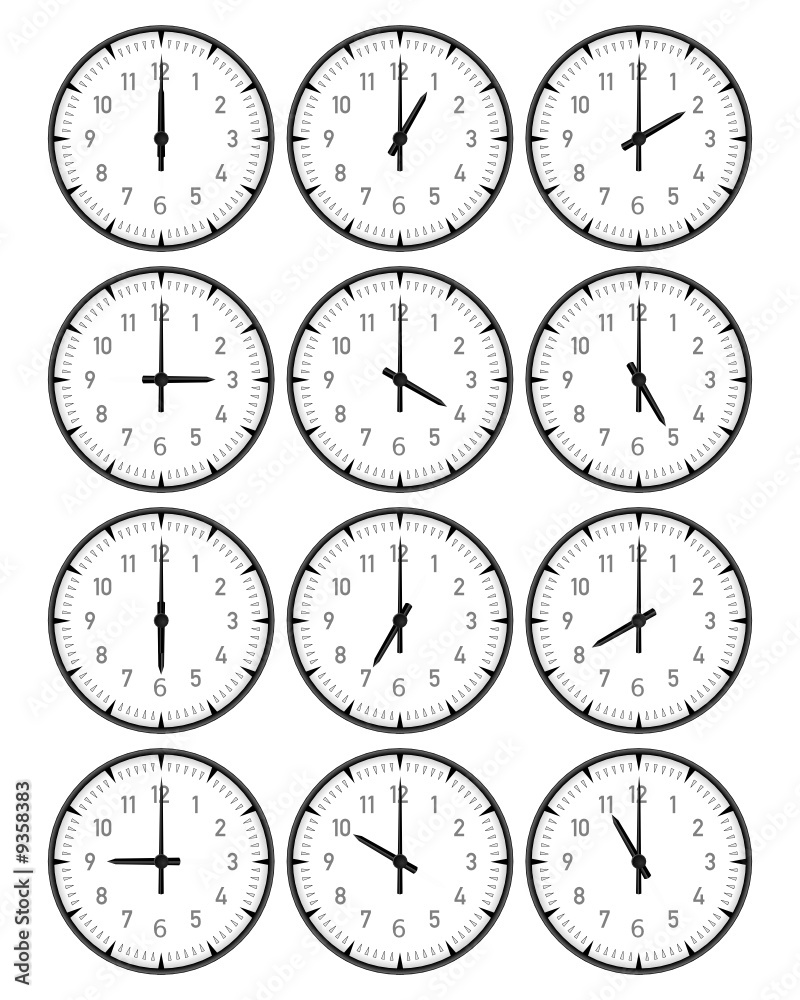 uhrzeiten Stock Vector | Adobe Stock