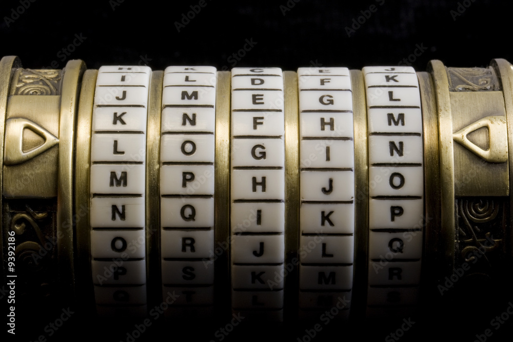 login word set up as password to combination puzzle box Stock Photo ...