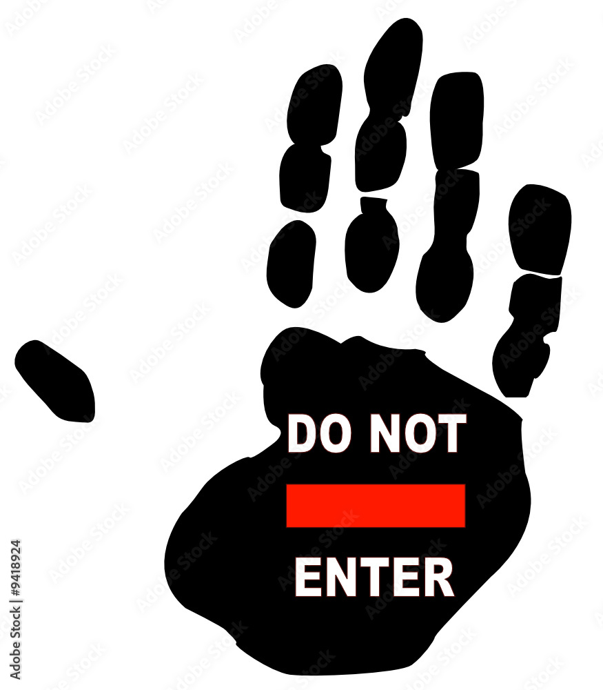 do not enter sign on the print of a persons hand Stock Vector | Adobe Stock