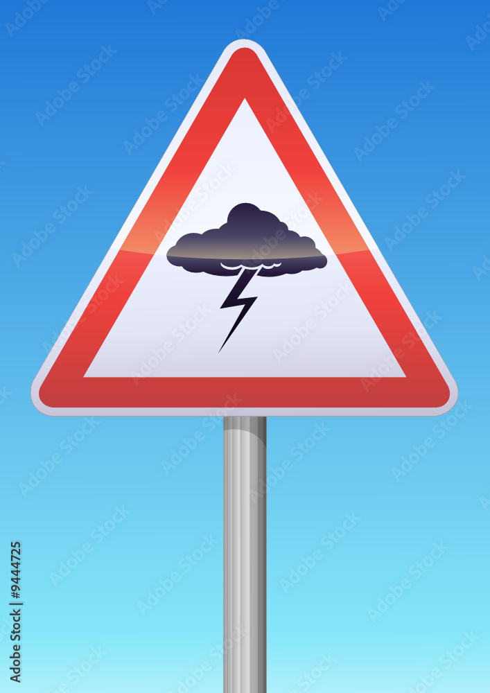 Vecteur Stock Panneau de danger orage | Adobe Stock