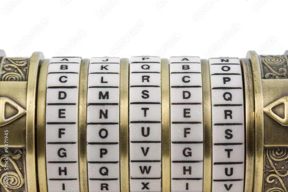 enter word set up as a password to combination puzzle box Stock Photo ...