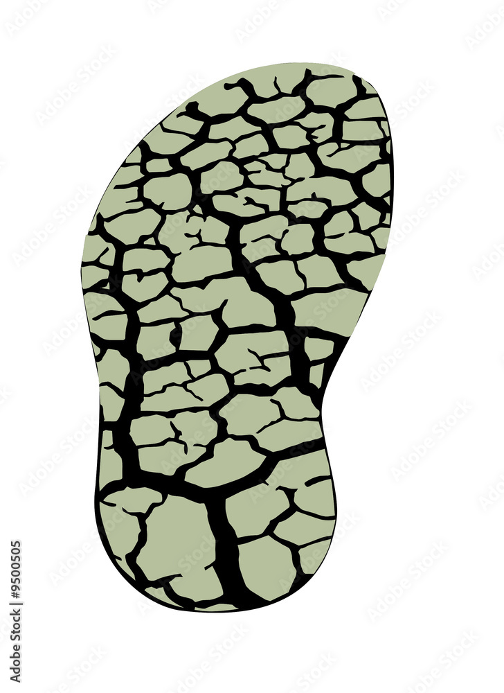 drawing of the human trace with rift on dry land Stock Illustration ...