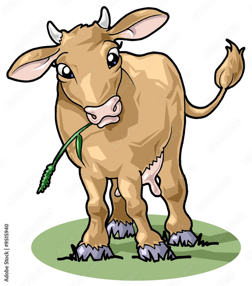 Artistic illustration. Cute smiling cow. Cartoon style Stock ...