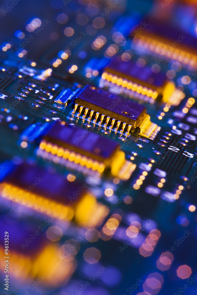 Close-up of computer chip and motherboard of PC computer Stock Photo ...