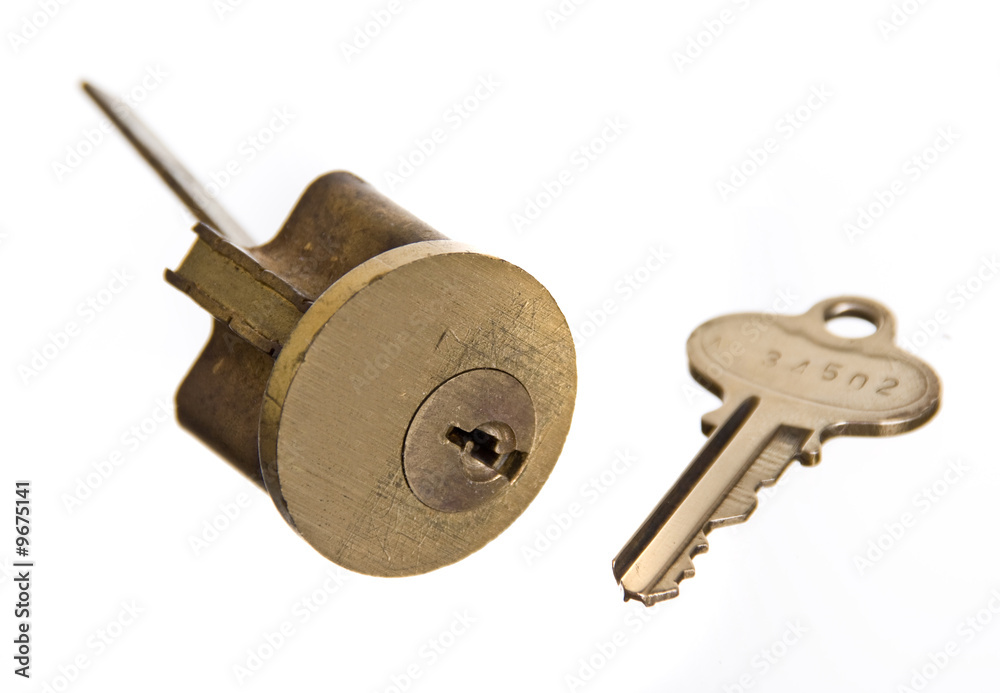 Door Lock & House Key, Isolated Against White Stock Photo | Adobe Stock