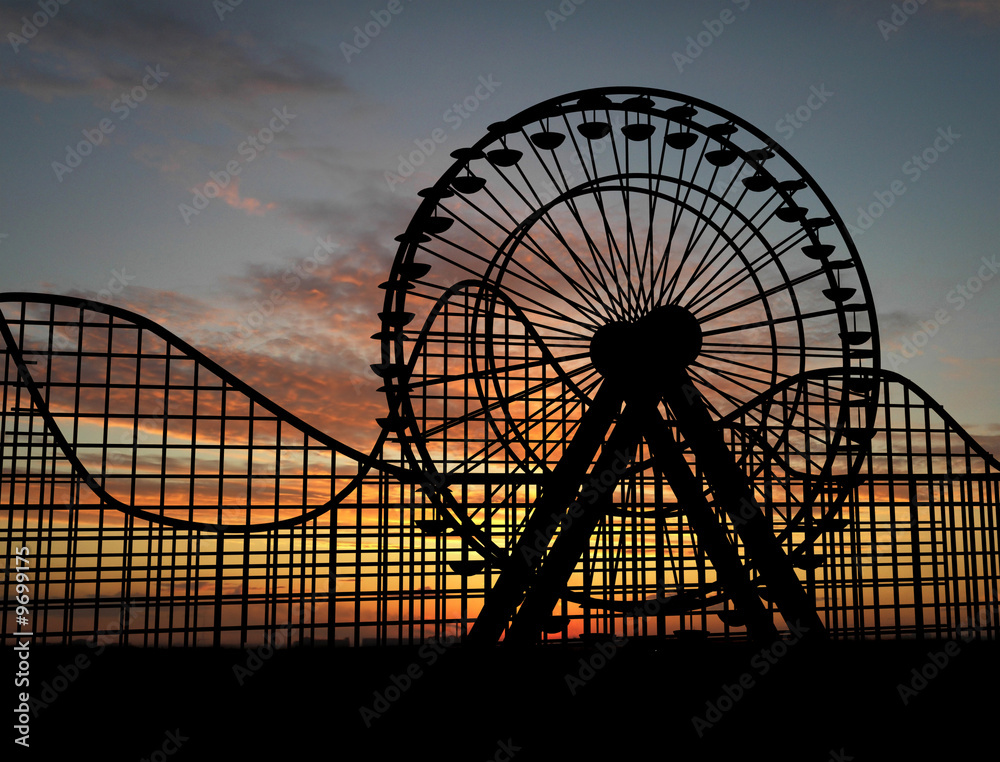 Ferris wheel and amusement park Stock Photo | Adobe Stock