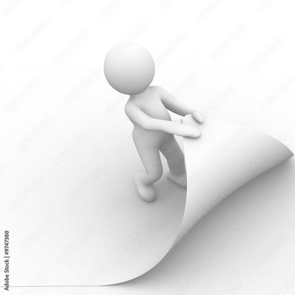 3d human try to turn the page Stock Illustration | Adobe Stock