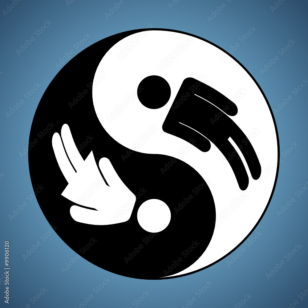 Modified Yin and Yang sign showing mand and woman silhouettes Stock ...