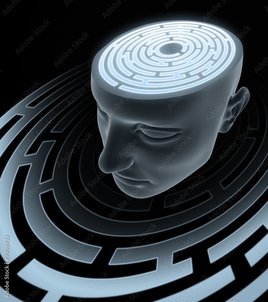 Psychic Mind. Labyrinth inside of the head. Stock Illustration | Adobe ...
