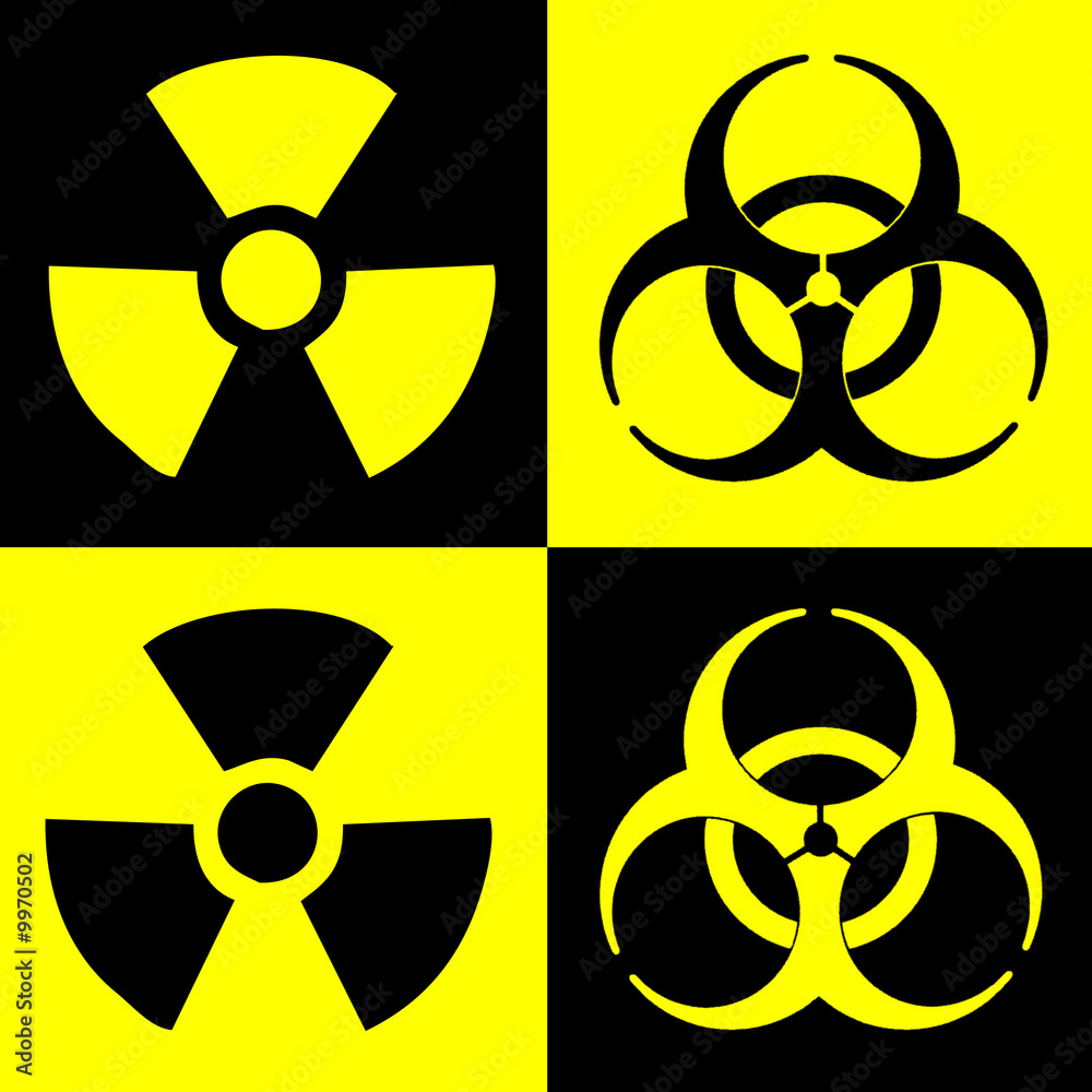 Warning Sign Of Radiation And Biohazard, Dual Colour Stock Illustration ...