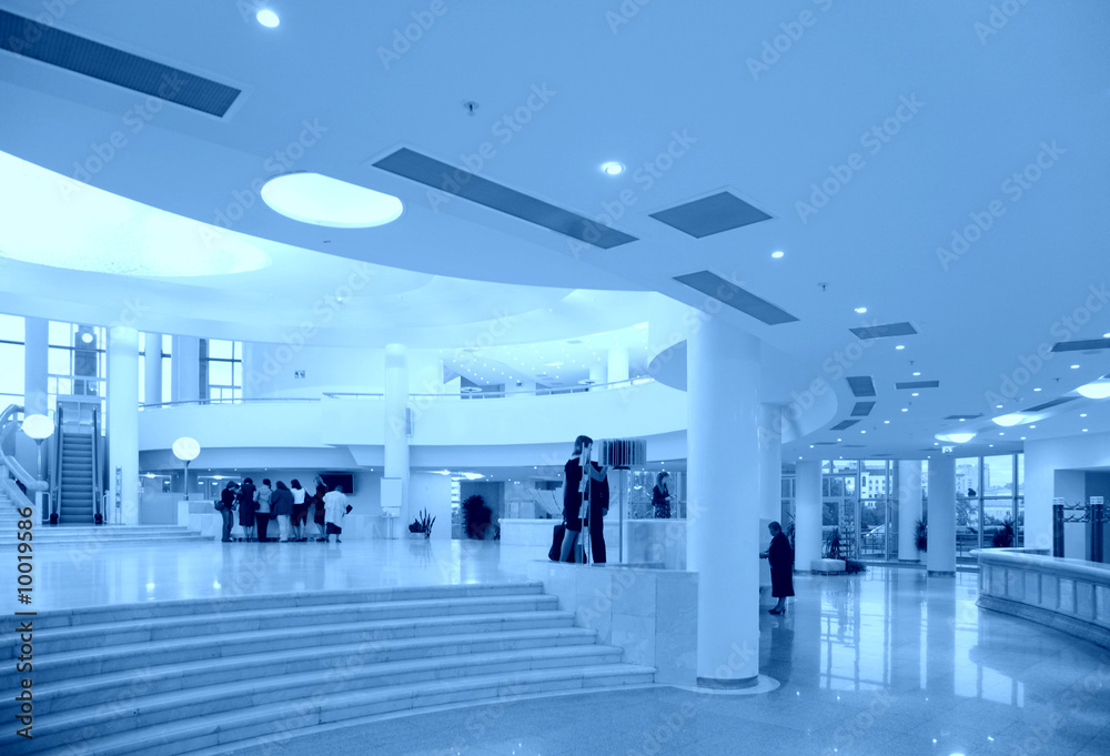 Blue Hall with columns and stairs Stock Photo | Adobe Stock