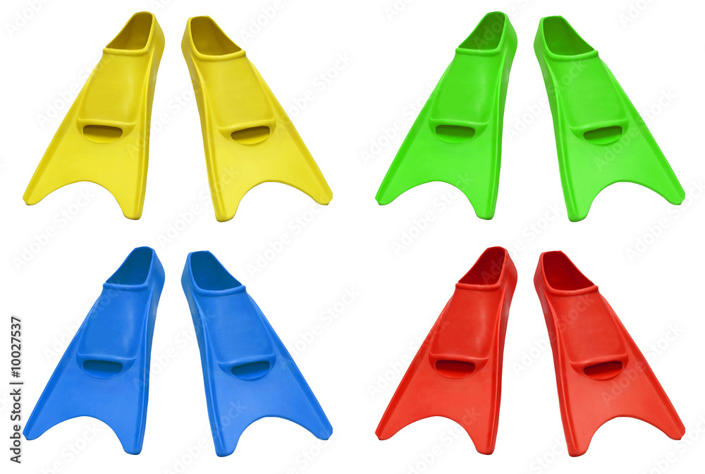Flippers on white background (Collage) (with one clipping path) Stock ...