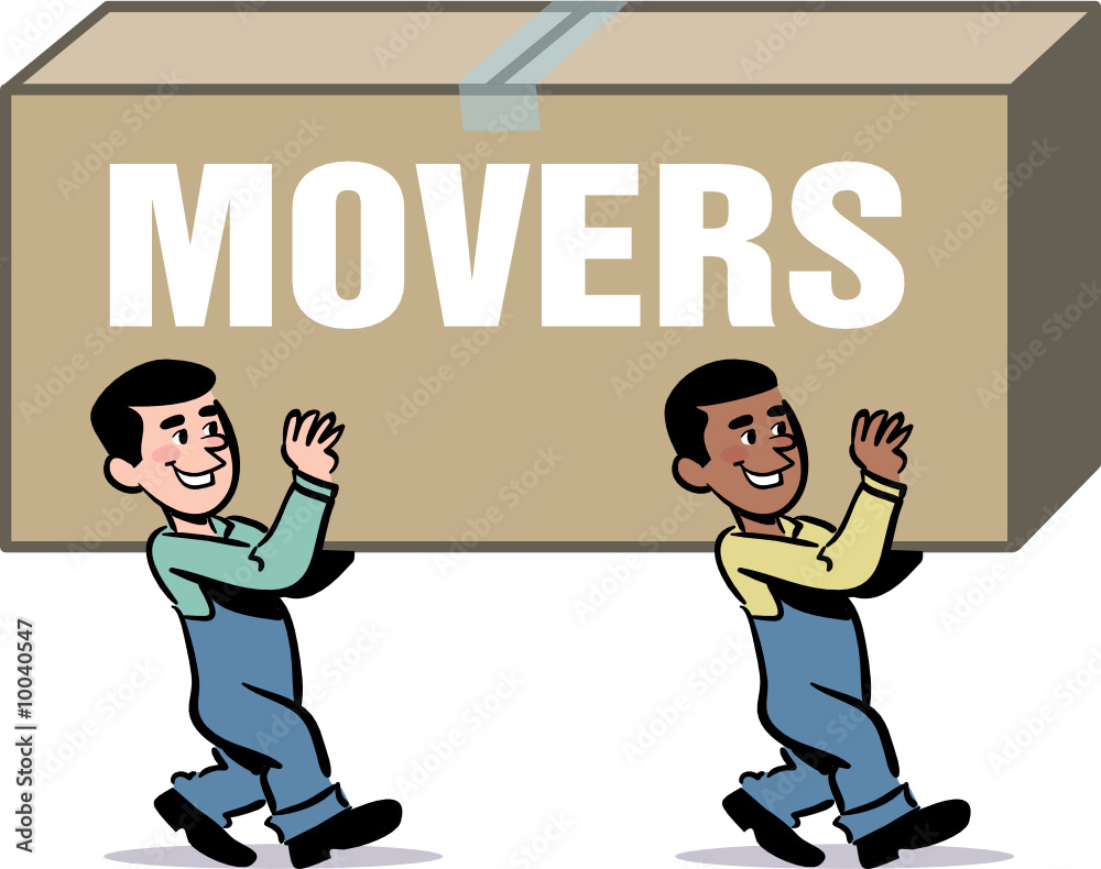 vector moving men illustration - carrying a box Stock Vector | Adobe Stock