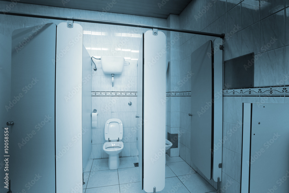 toilet in a public restroom Stock Photo | Adobe Stock