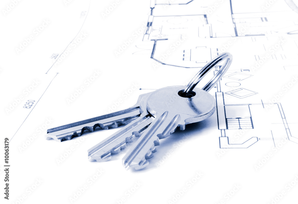 keys on a floor-plan or house-plan.personal editing Stock Photo | Adobe ...