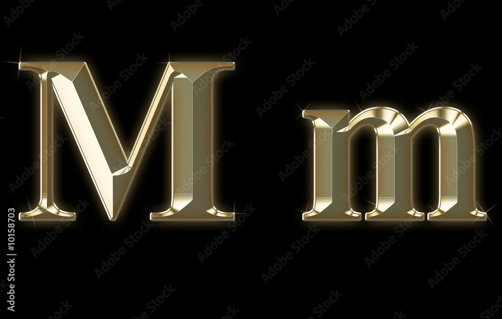 Exclusive collection font from brushed gold - M,m Stock Illustration ...