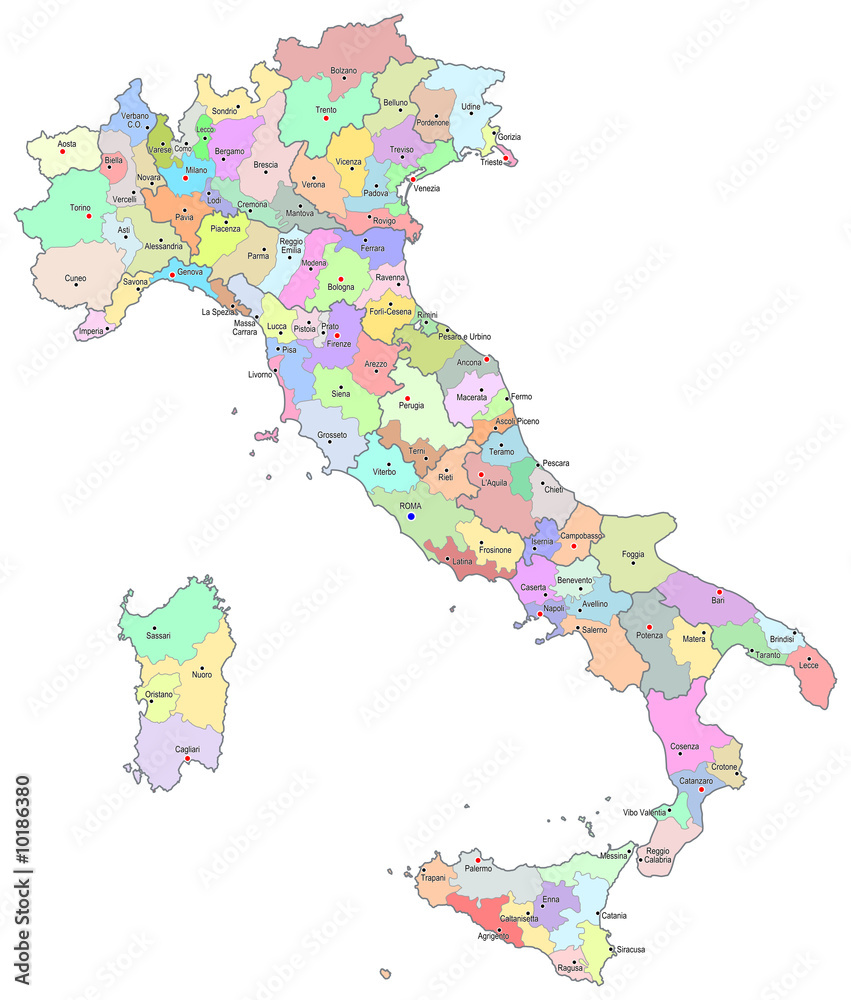Illustrazione Stock Province italiane aggiornate 2009 | Adobe Stock