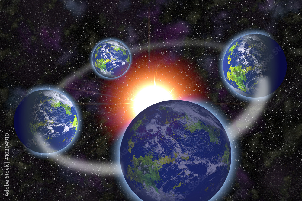 earth-formed planet and star as solar system primitive modeling Stock ...