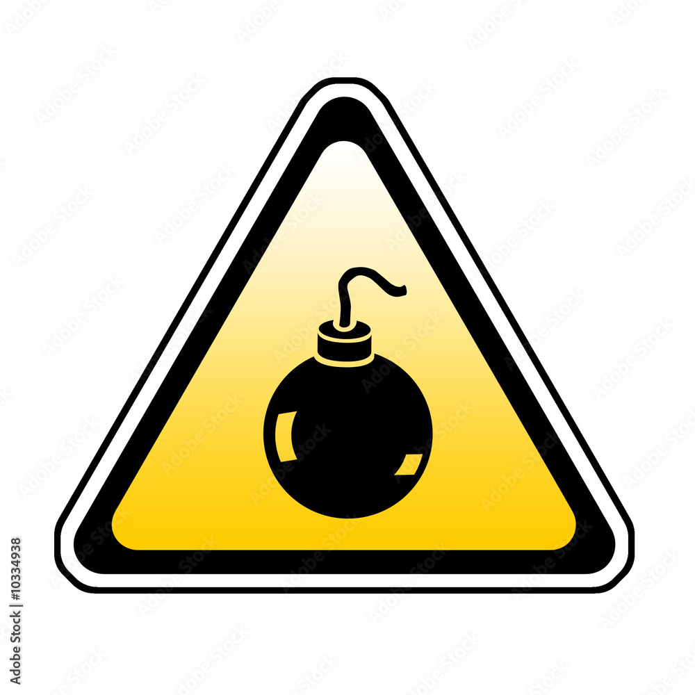 Bomb Warning Sign, Orange Triangle Symbol, White Background Stock ...