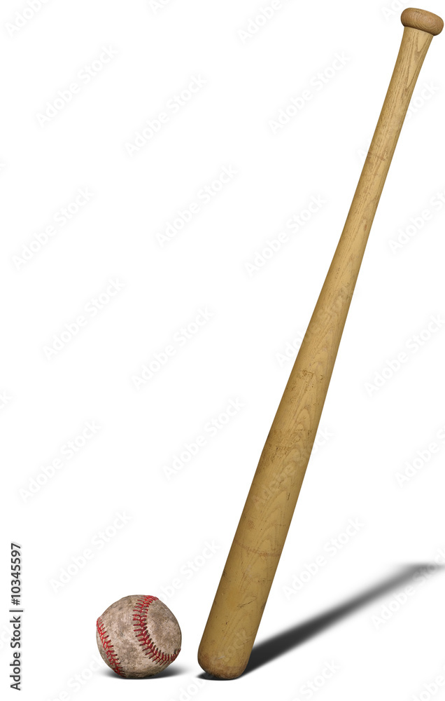 Baseball bat and ball isolated over a white background Stock Photo ...