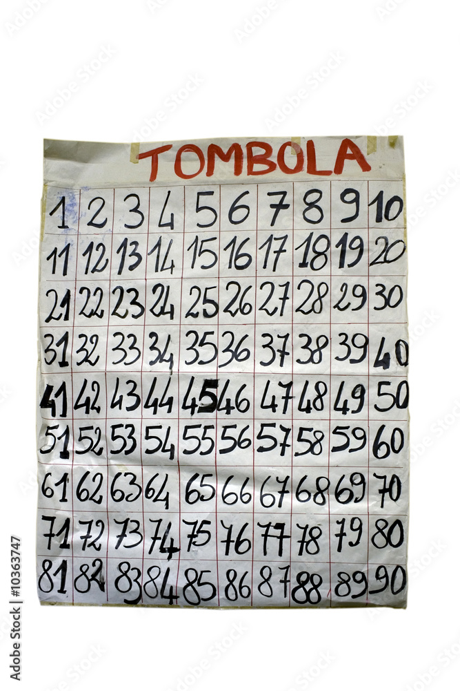Foto Stock cartellone numerico per la tombola | Adobe Stock