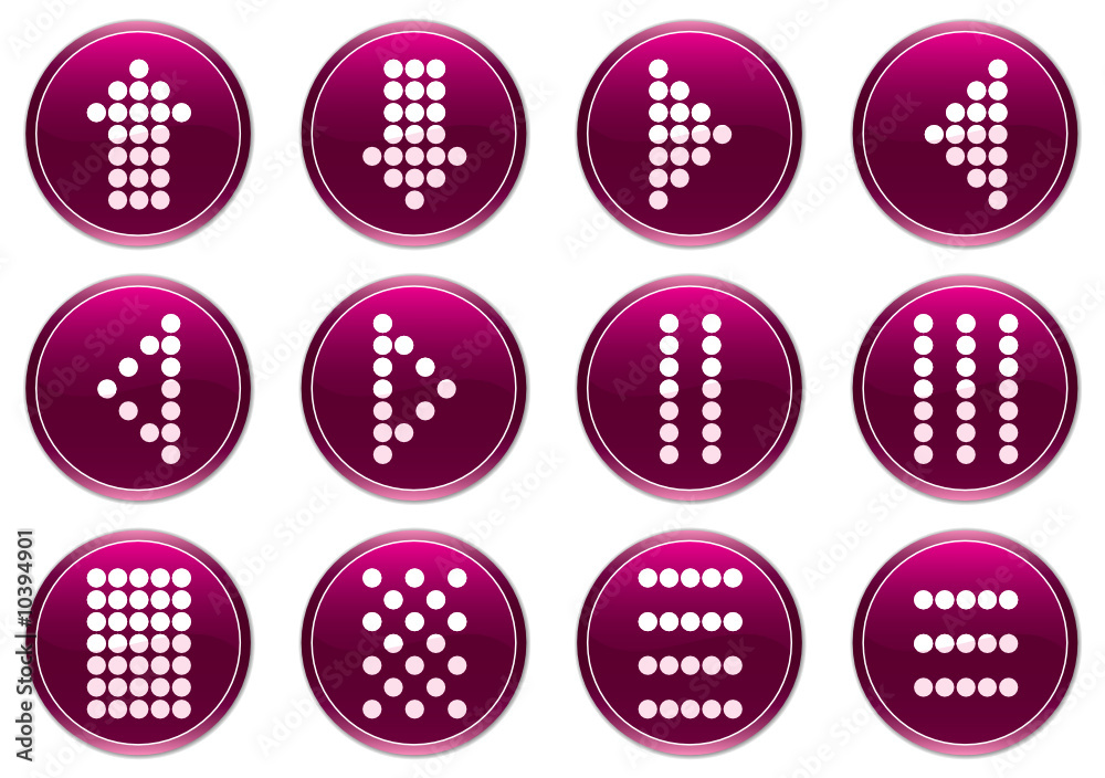 Matrix symbols icon set. Purple - white palette. Vector. Stock Vector ...