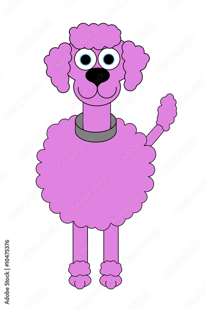 Pink Poodle Cartoon - Isolated on white Stock Illustration | Adobe Stock