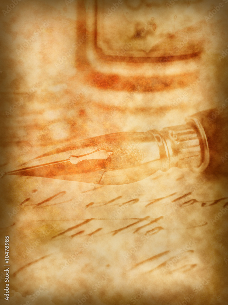 Old pen and retro calligraphy on texture of old paper Stock ...