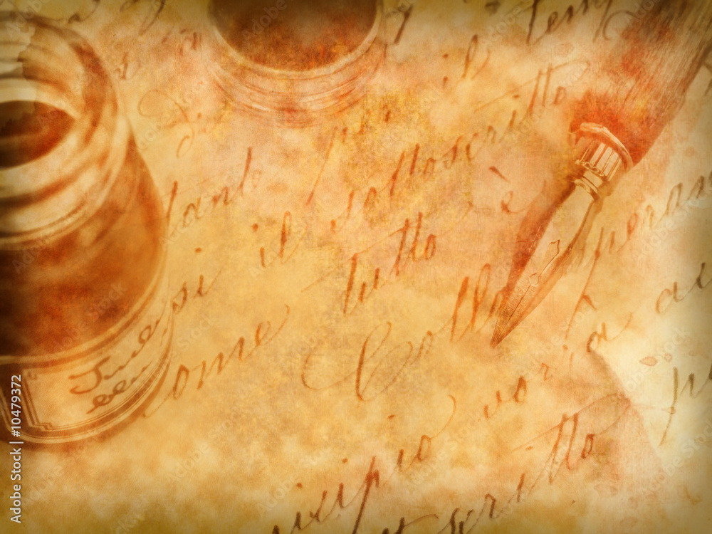 Old pen and retro calligraphy on texture of old paper Stock ...