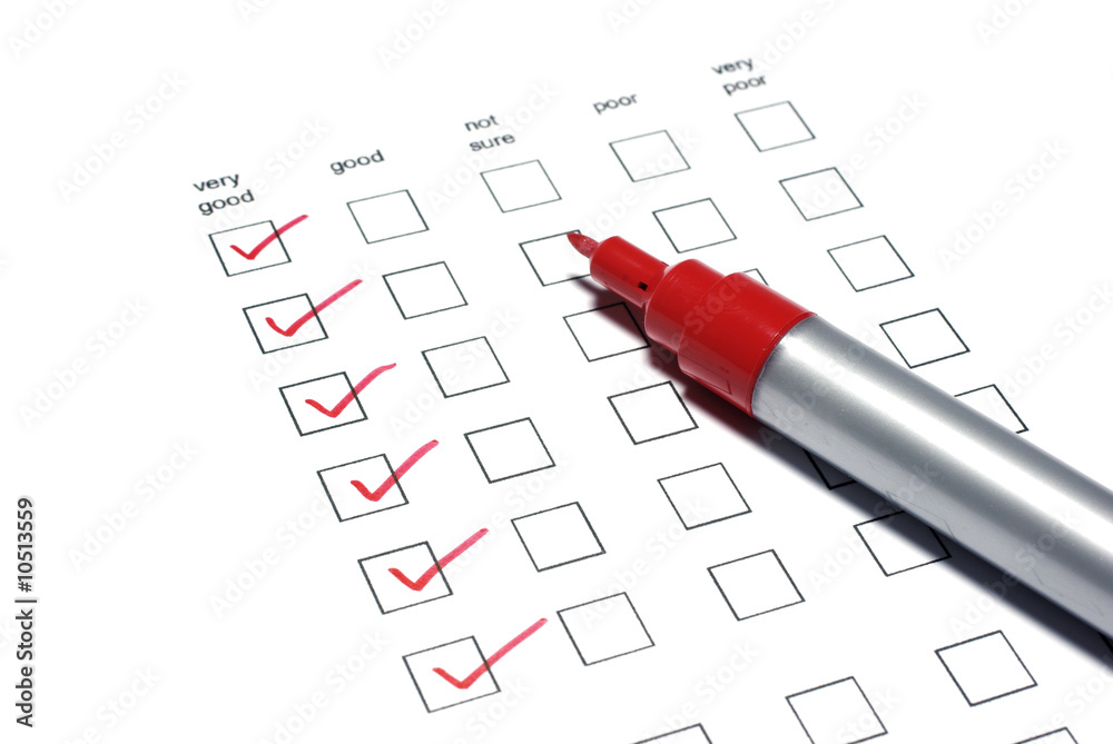 Customer survey form, questionnaire check list. Checklist with ...