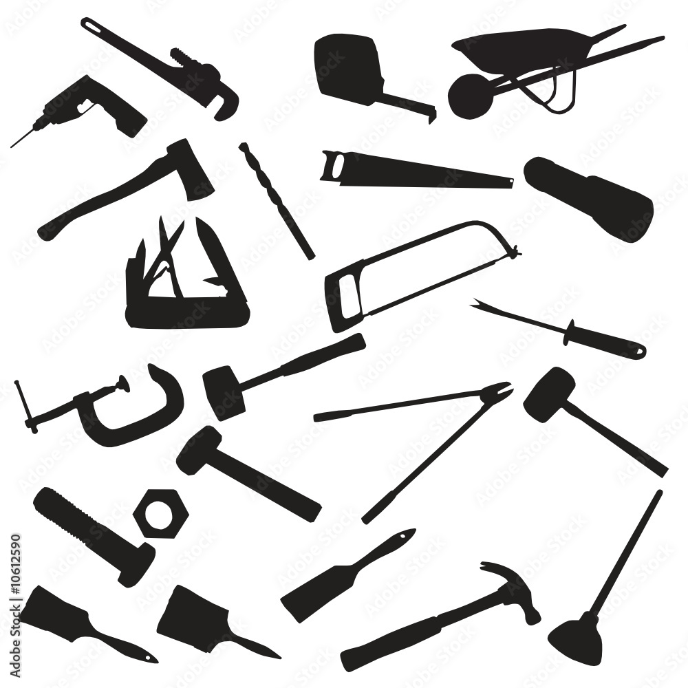 collection of tool, vector silhouette Stock Vector | Adobe Stock