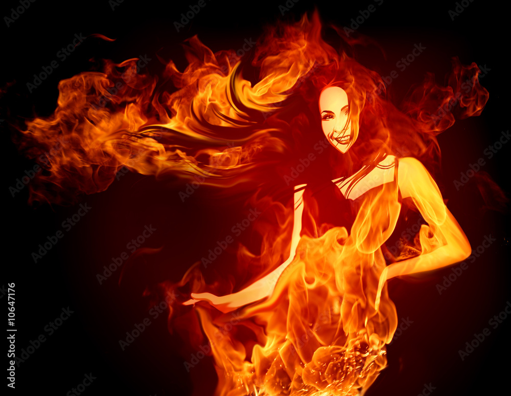 Fire girl Stock Illustration | Adobe Stock